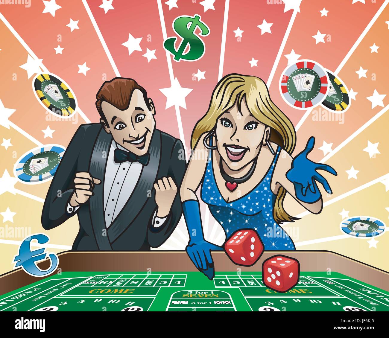Woman casino throwing dice Stock Vector Images - Alamy