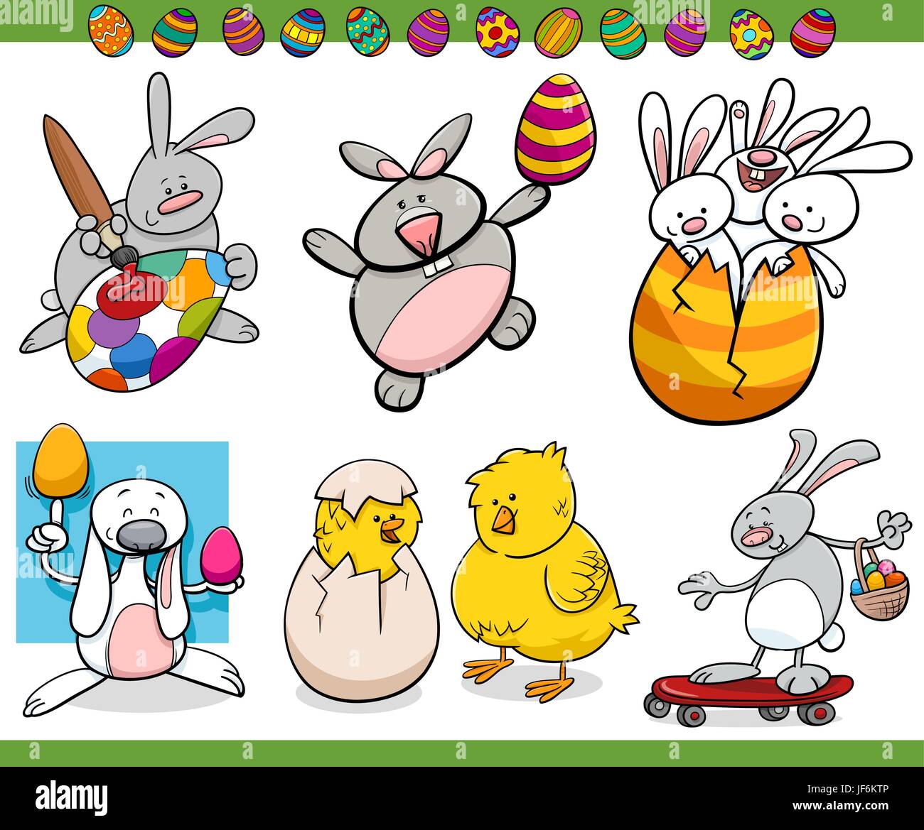 easter, rabbit, illustration, bunny, bunnies, chick, eggs, cartoon ...