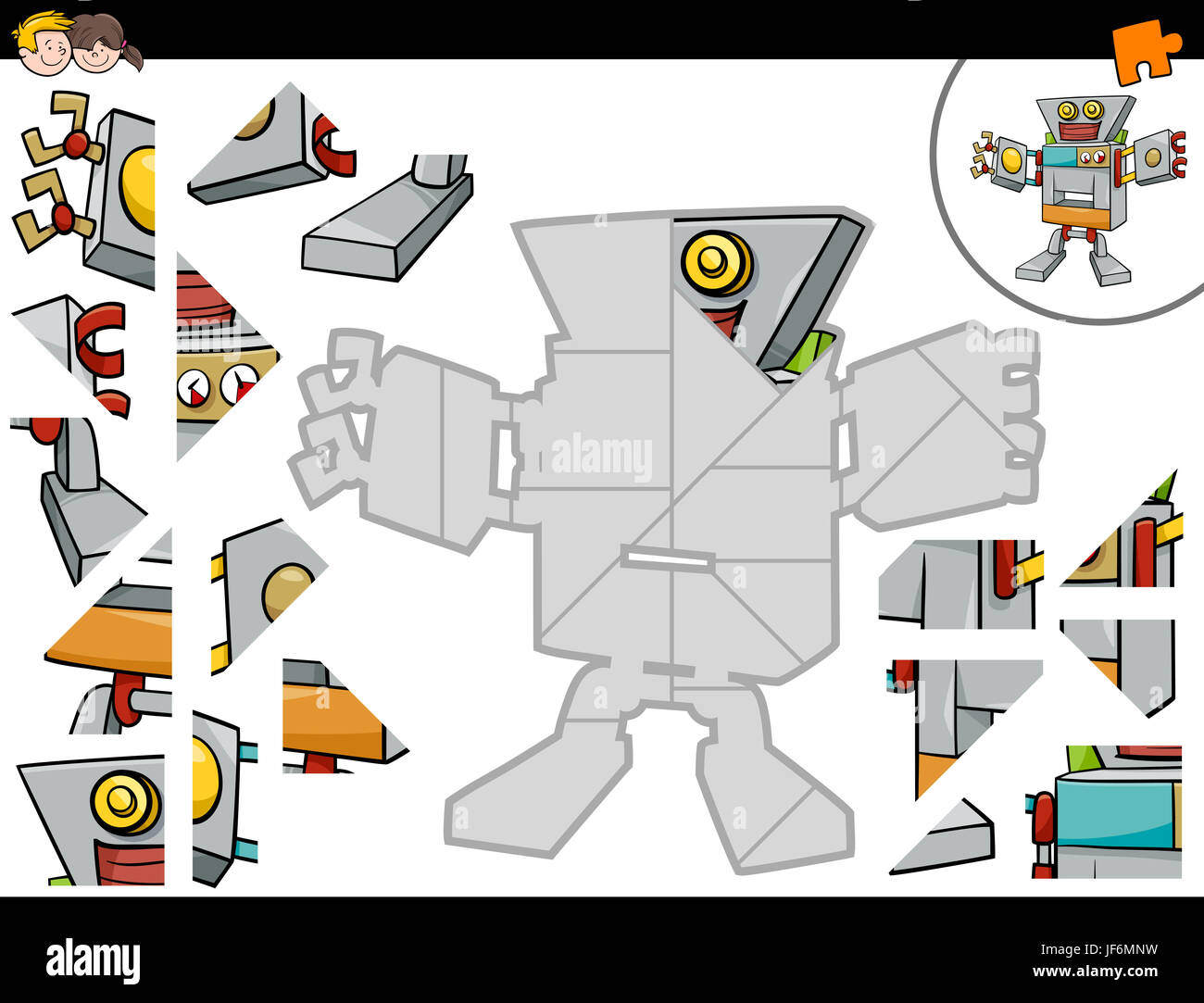 jigsaw puzzle game with robot Stock Photo - Alamy