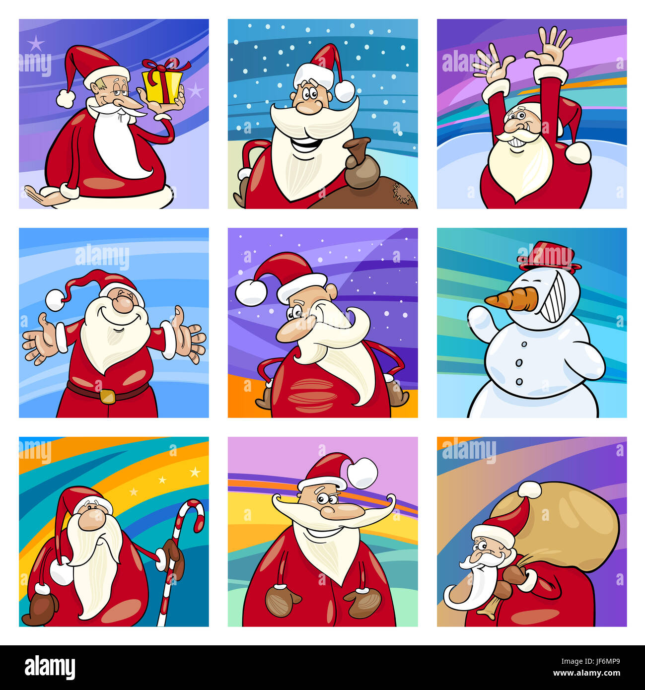 Christmas Santa cards set Stock Photo - Alamy