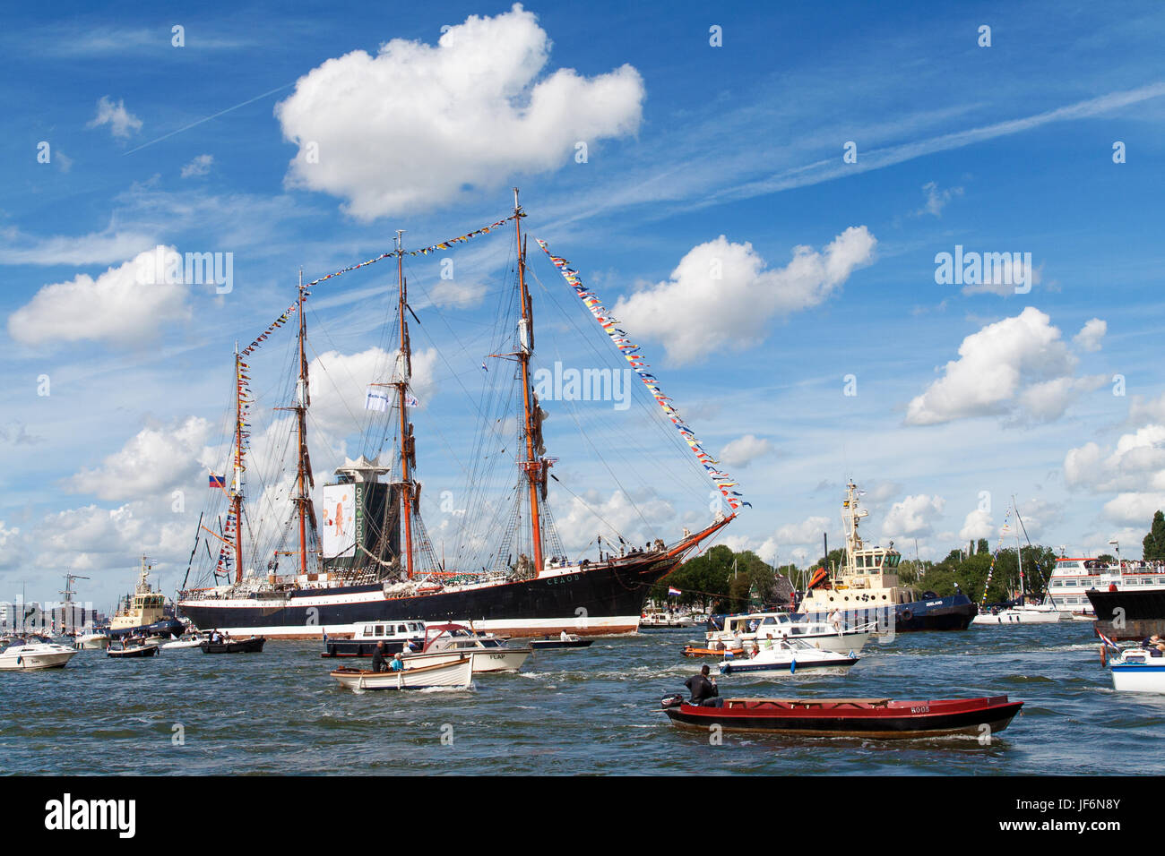 AMSTERDAM, THE NETHERLANDS - AUGUST 19: The Russian STS Sedov tall ship ...