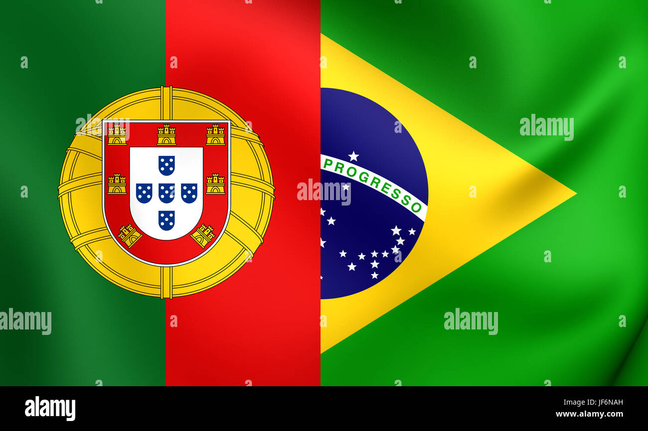 3D Flag of the Brazil and Portugal Stock Photo - Alamy
