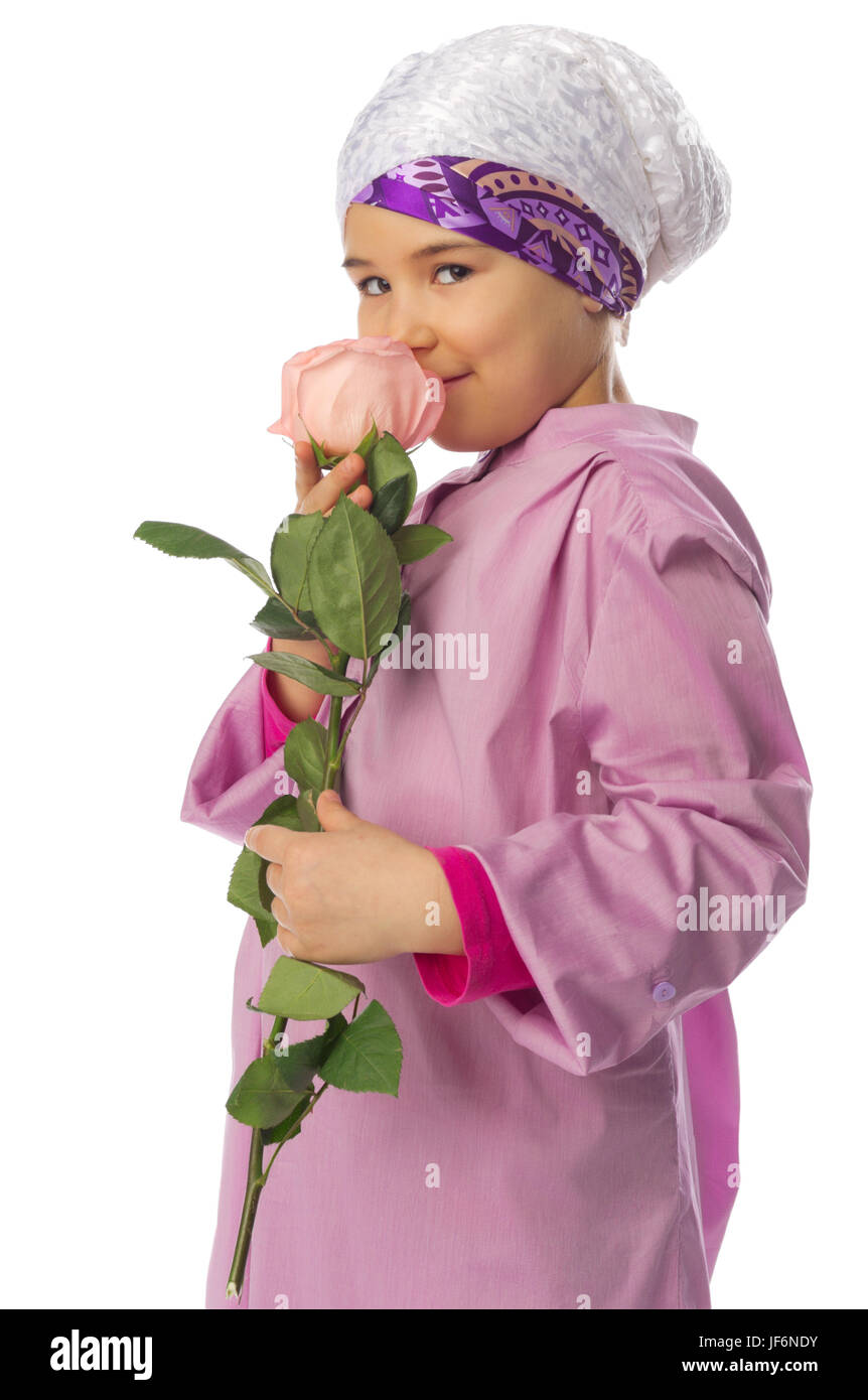 Little muslim girl isolated on white Stock Photo - Alamy