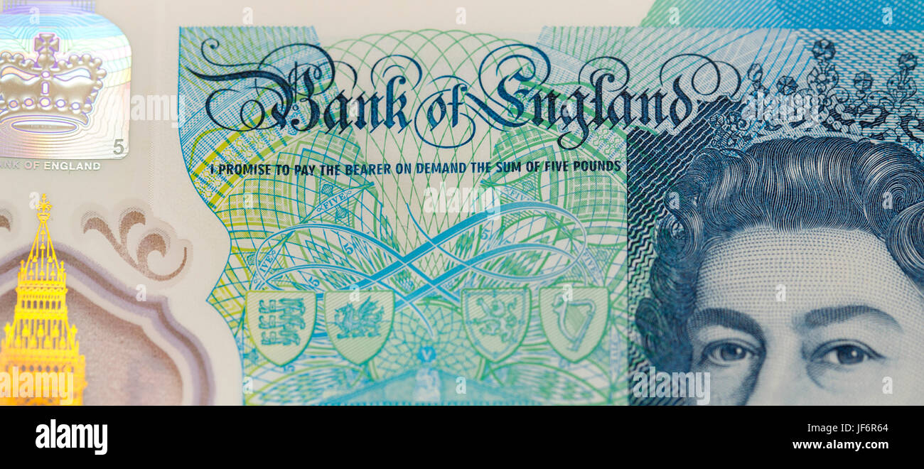 New Polymer Five Pound Note - 2017 Stock Photo - Alamy