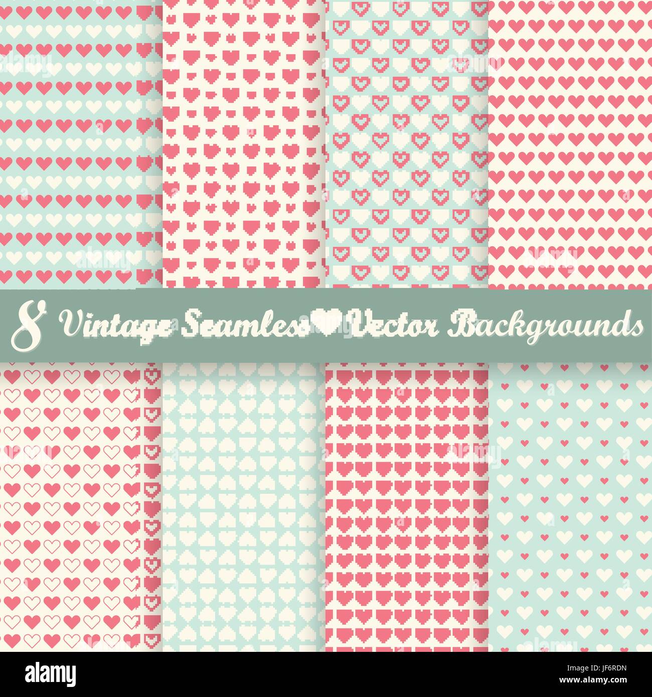 collection seamless vintage heart backgrounds Stock Vector Image & Art ...