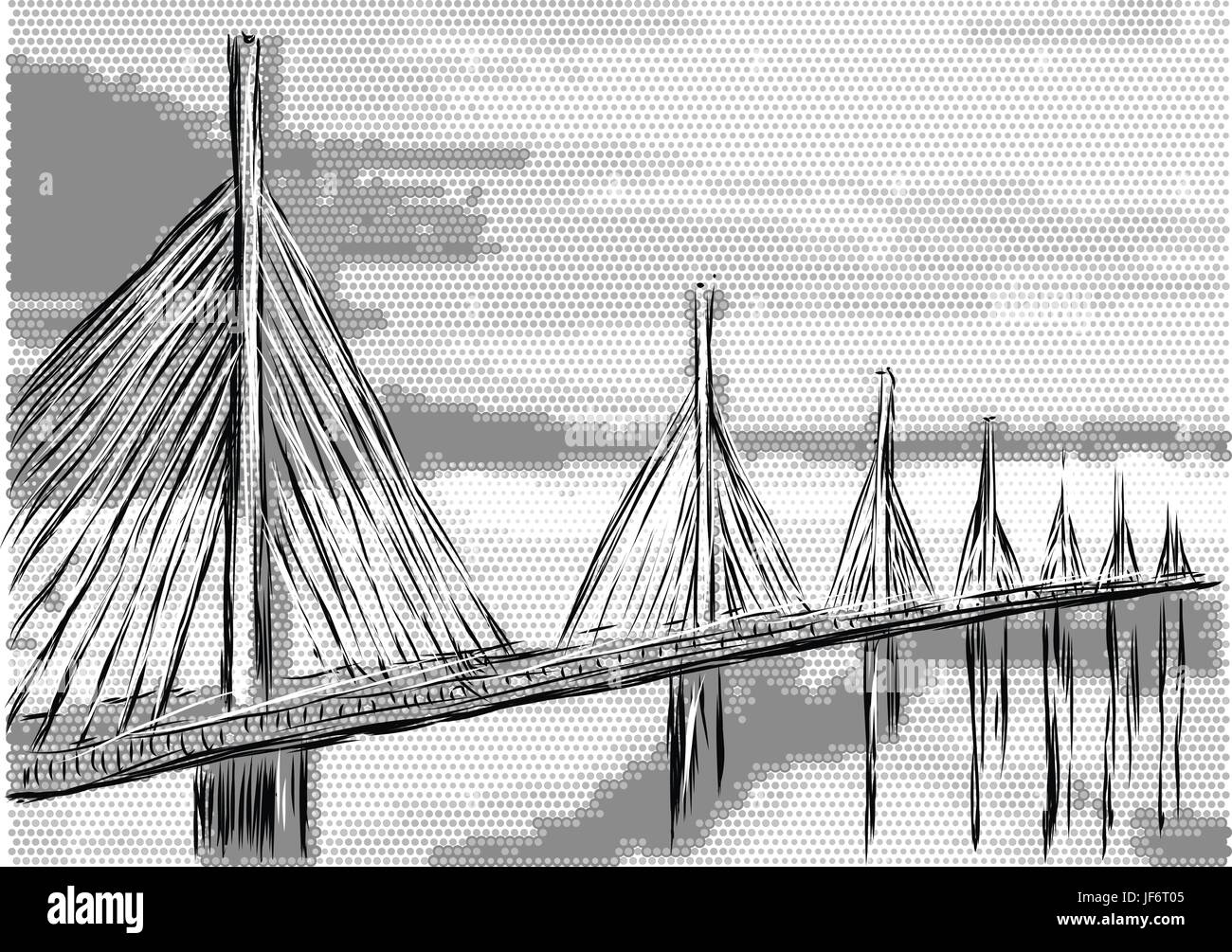 travel, architectural, modern, modernity, bridge, illustration, france ...