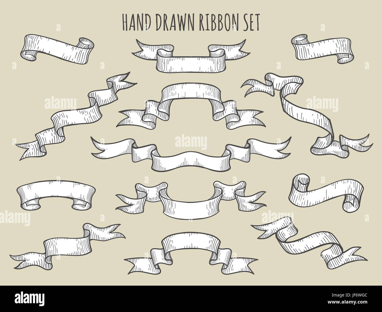 Hand drawn ribbon banner Stock Vector Images - Alamy