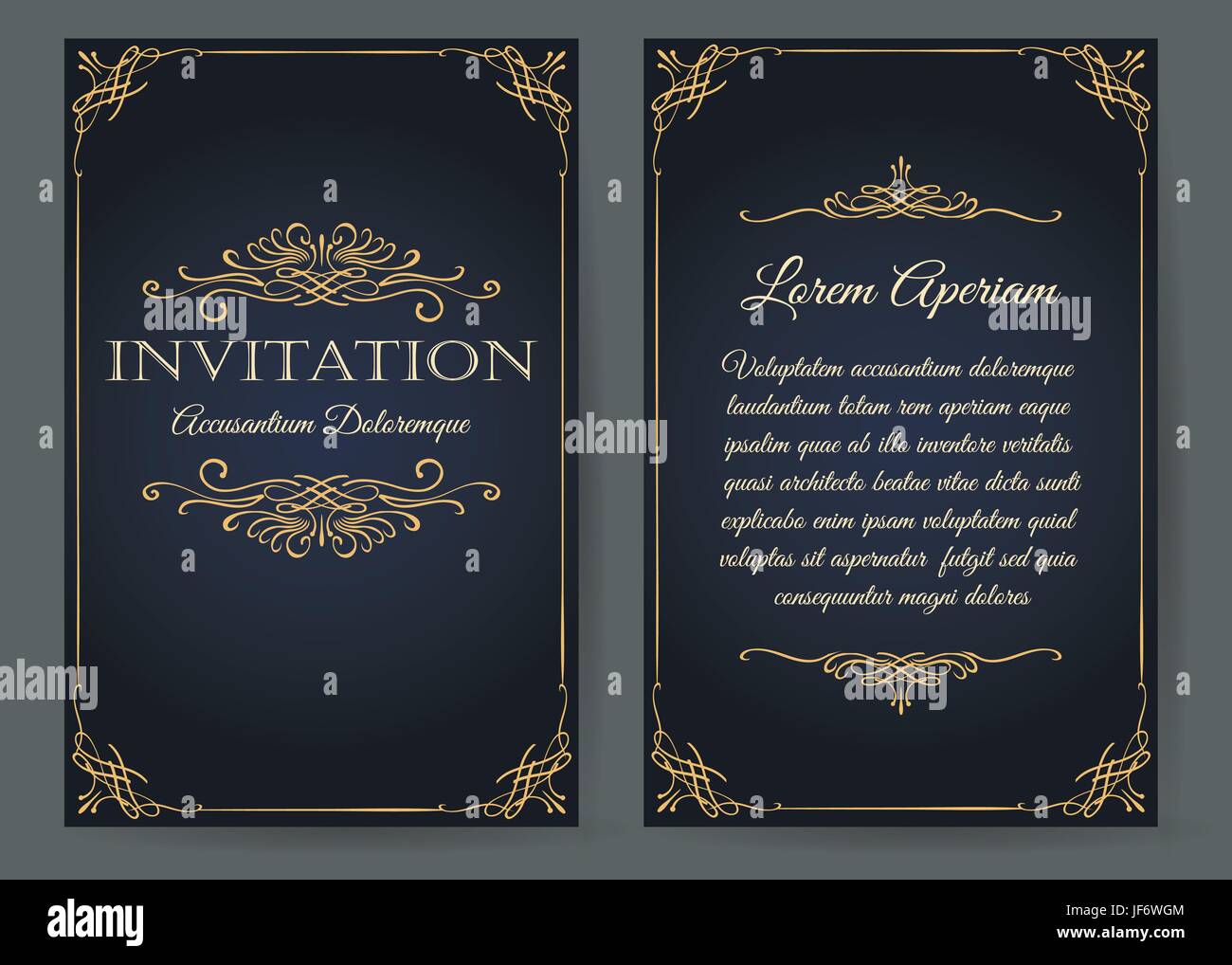 Ornate invitation card in vintage style. Floral decorative elements on ...