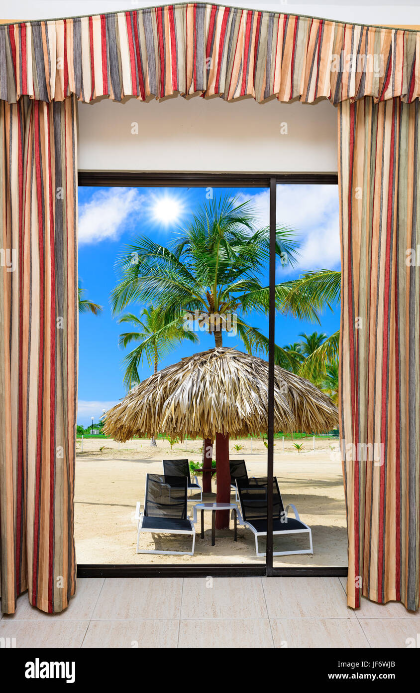 window overlooking the beach Stock Photo - Alamy