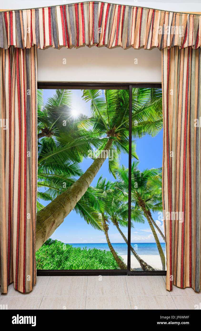 window overlooking the beach Stock Photo - Alamy