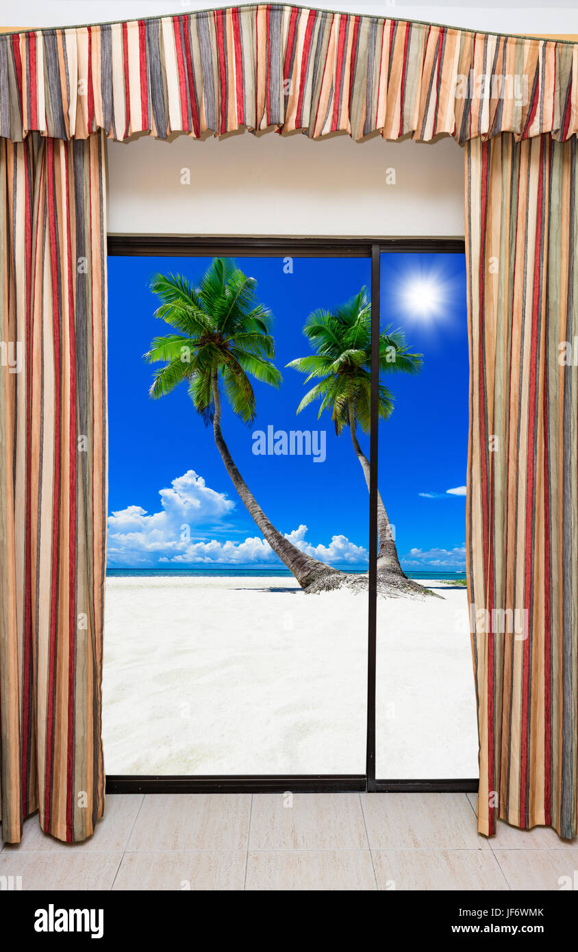 window overlooking the beach Stock Photo - Alamy