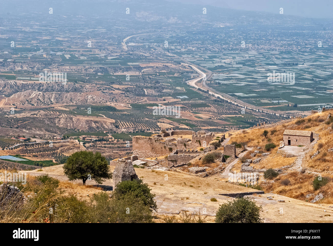 View ancient Acrocorinth Stock Photo - Alamy