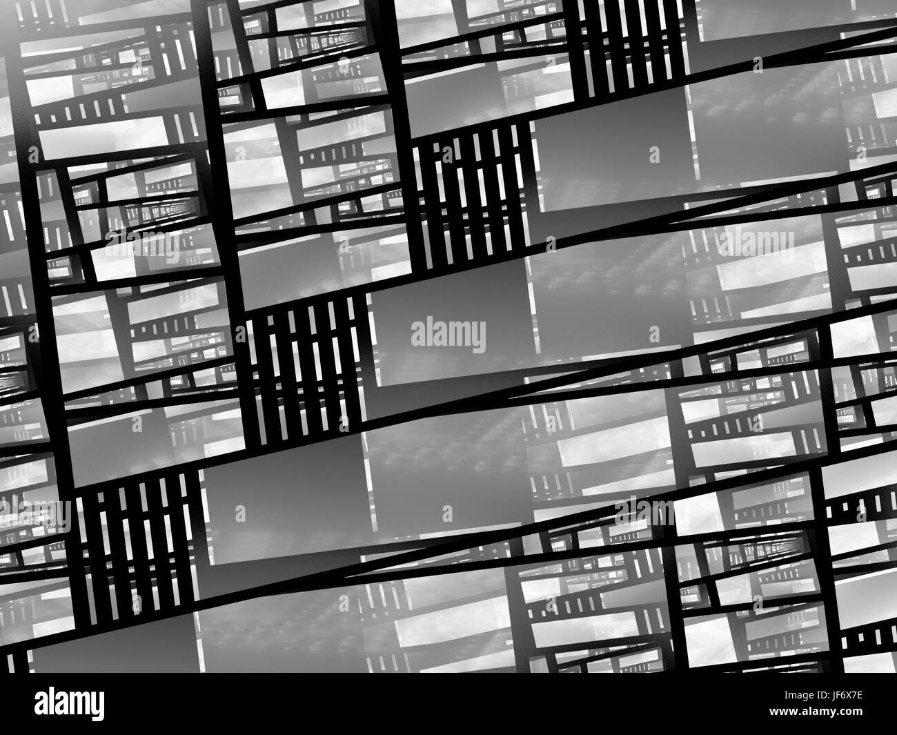 Stained glass black and white texture map, computer generated abstract background, 3D rendering ...