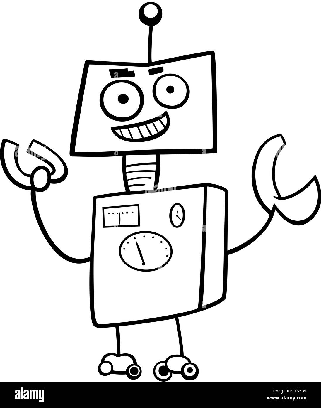 Robot cartoon Black and White Stock Photos & Images - Alamy