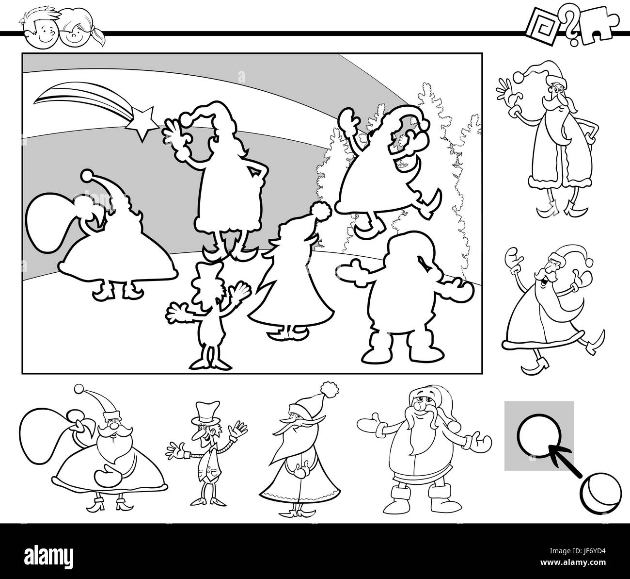match elements game coloring page Stock Photo - Alamy