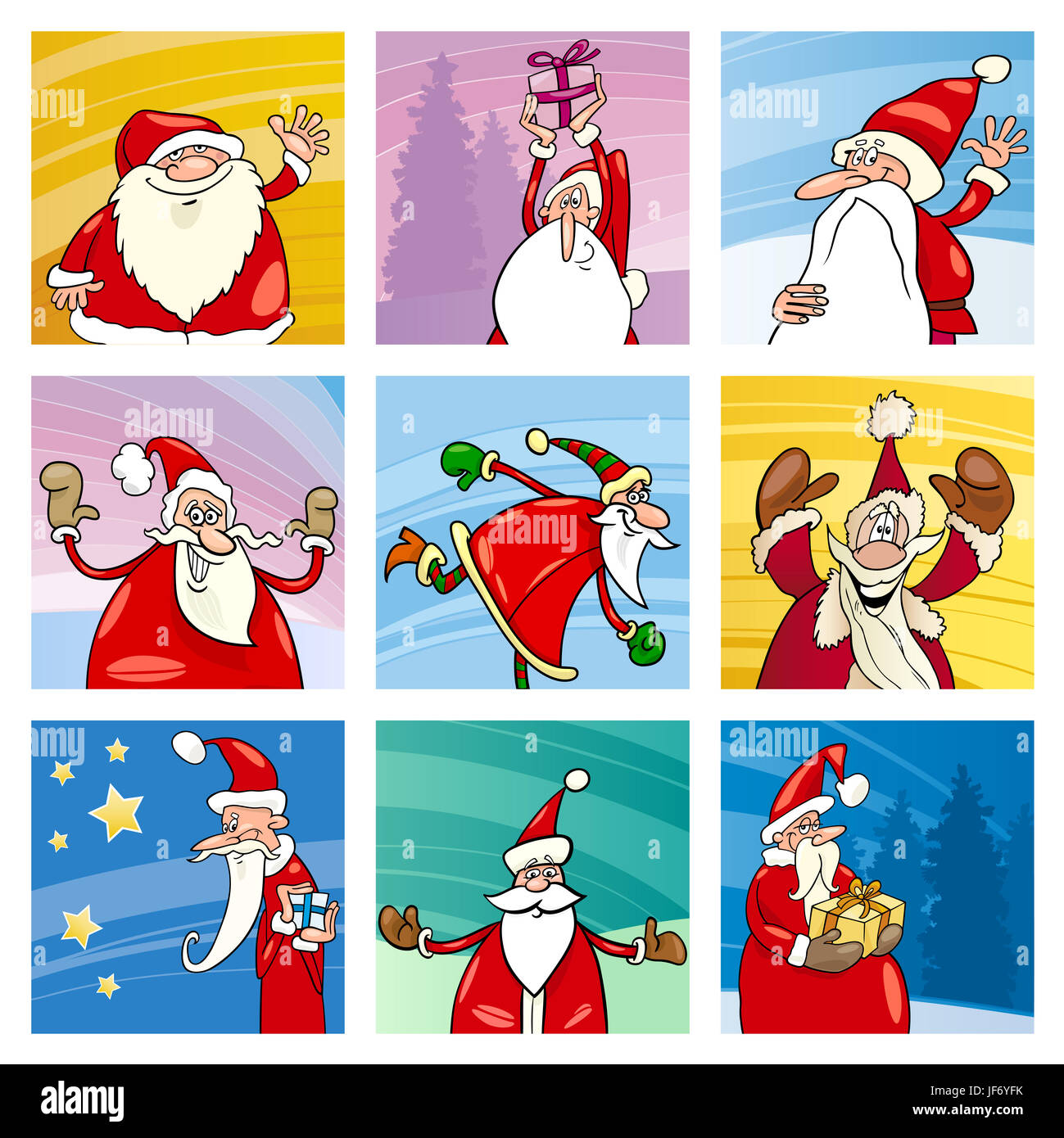 Christmas cartoon Santa elements set Stock Photo - Alamy