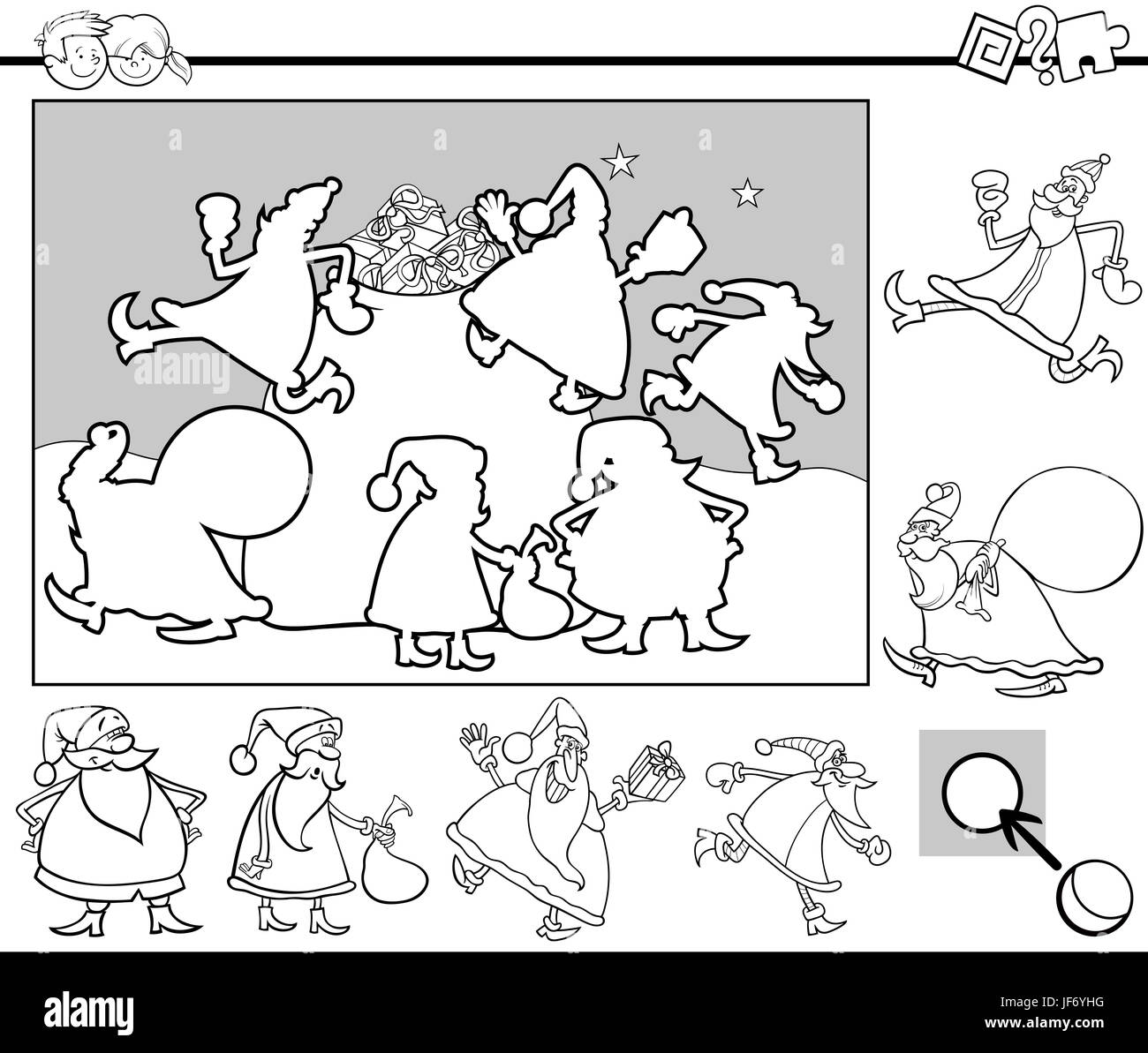 match objects game coloring page Stock Photo - Alamy