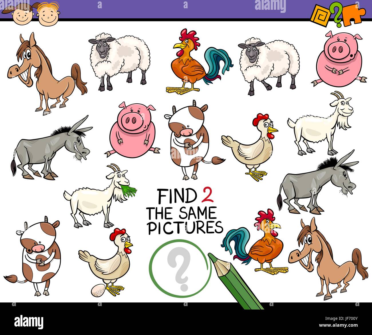 find same picture game cartoon Stock Vector Image & Art - Alamy