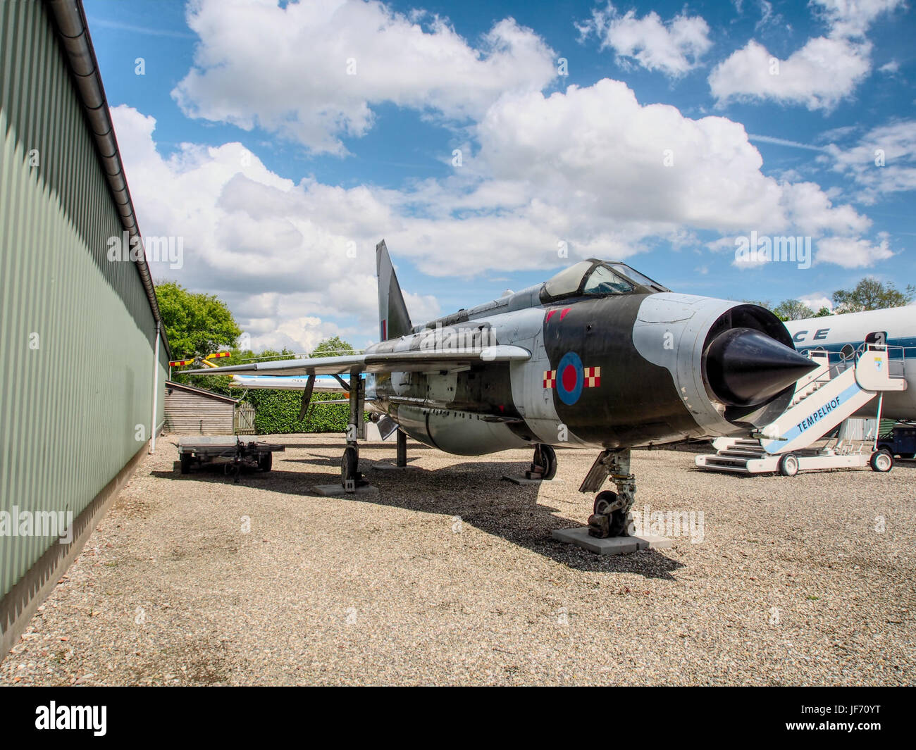 English Electric Lightning, a British fighter jet, on display without ...