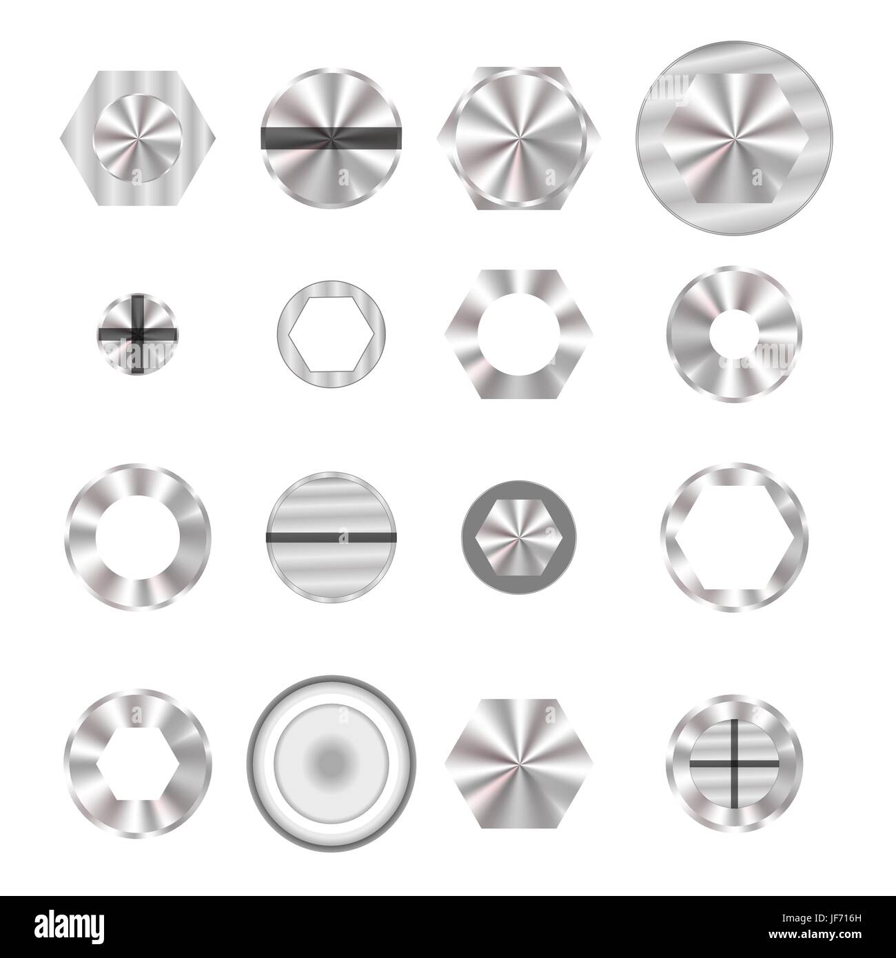 Set of Screw heads Isolated on White Background Stock Vector Image ...