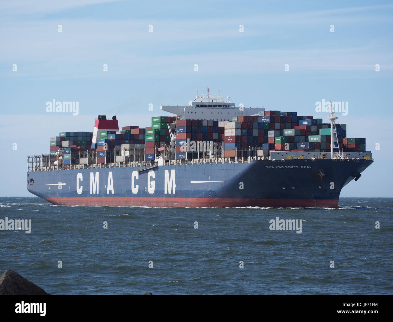 CMA CGM Corte Real, a large container ship registered under IMO 9454400 ...