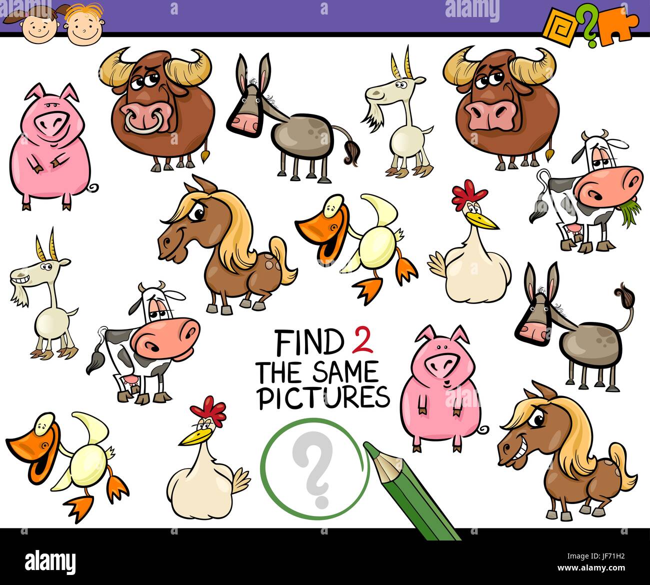 find same picture game cartoon Stock Vector Image & Art - Alamy