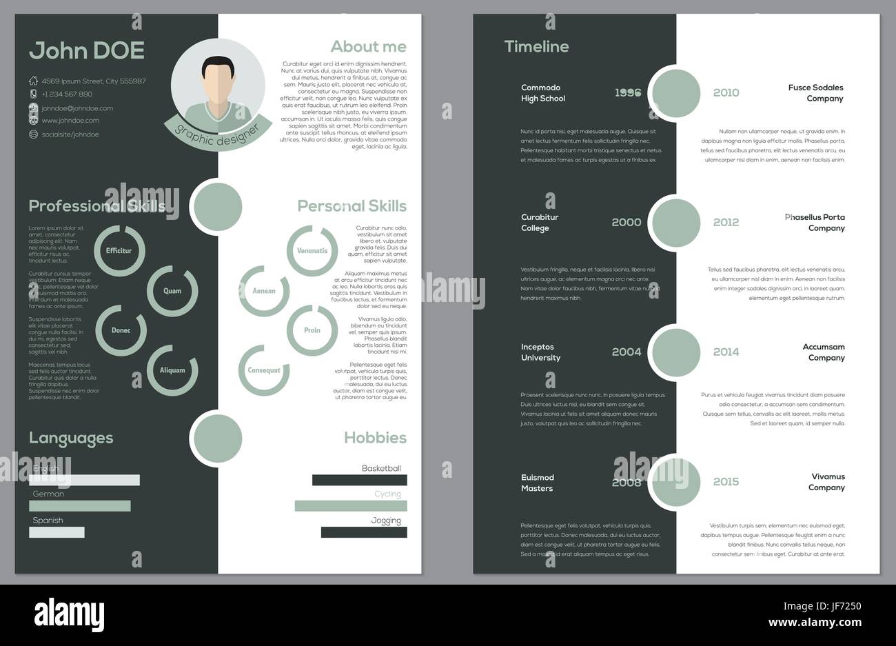 Modern 2 sided cv resume Stock Vector Image & Art - Alamy