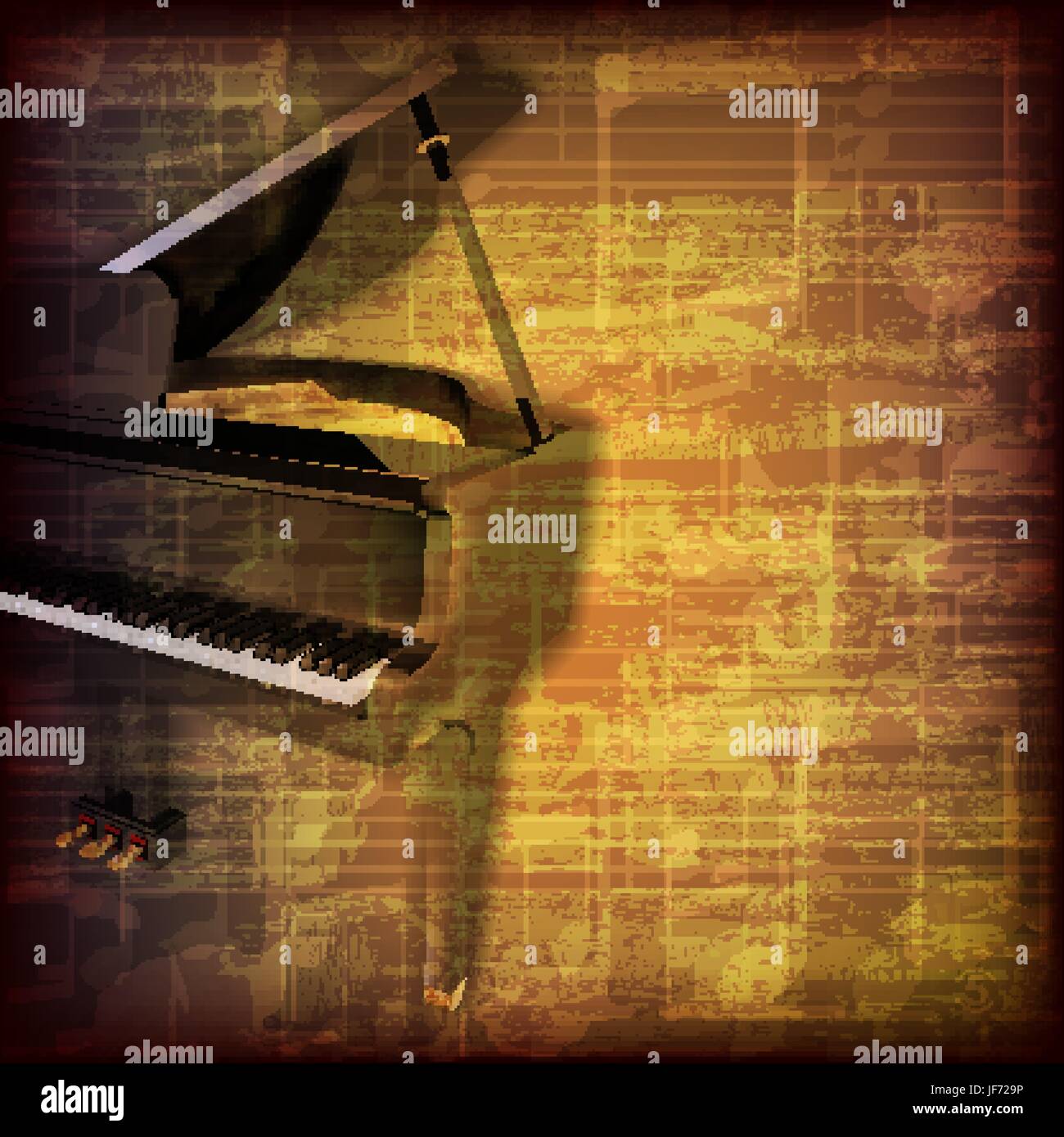 abstract grunge music background with grand piano Stock Vector Image ...