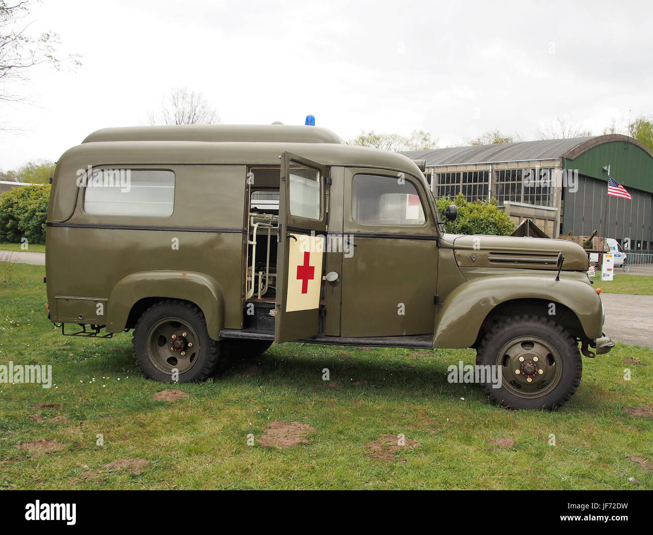 A 1950s Ford Köln ambulance van of the Belgian Army, displayed during ...