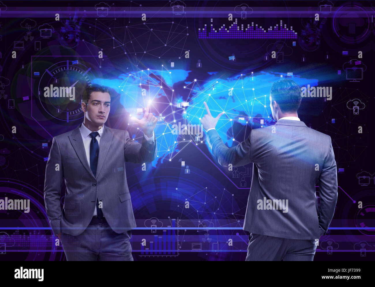 Man in social data management concept Stock Photo - Alamy
