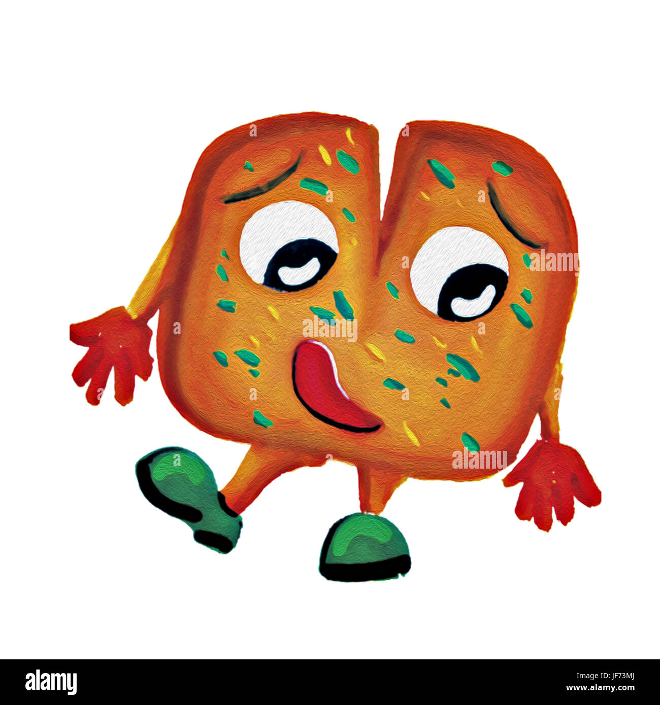 Painting garlic bread man character Stock Photo - Alamy