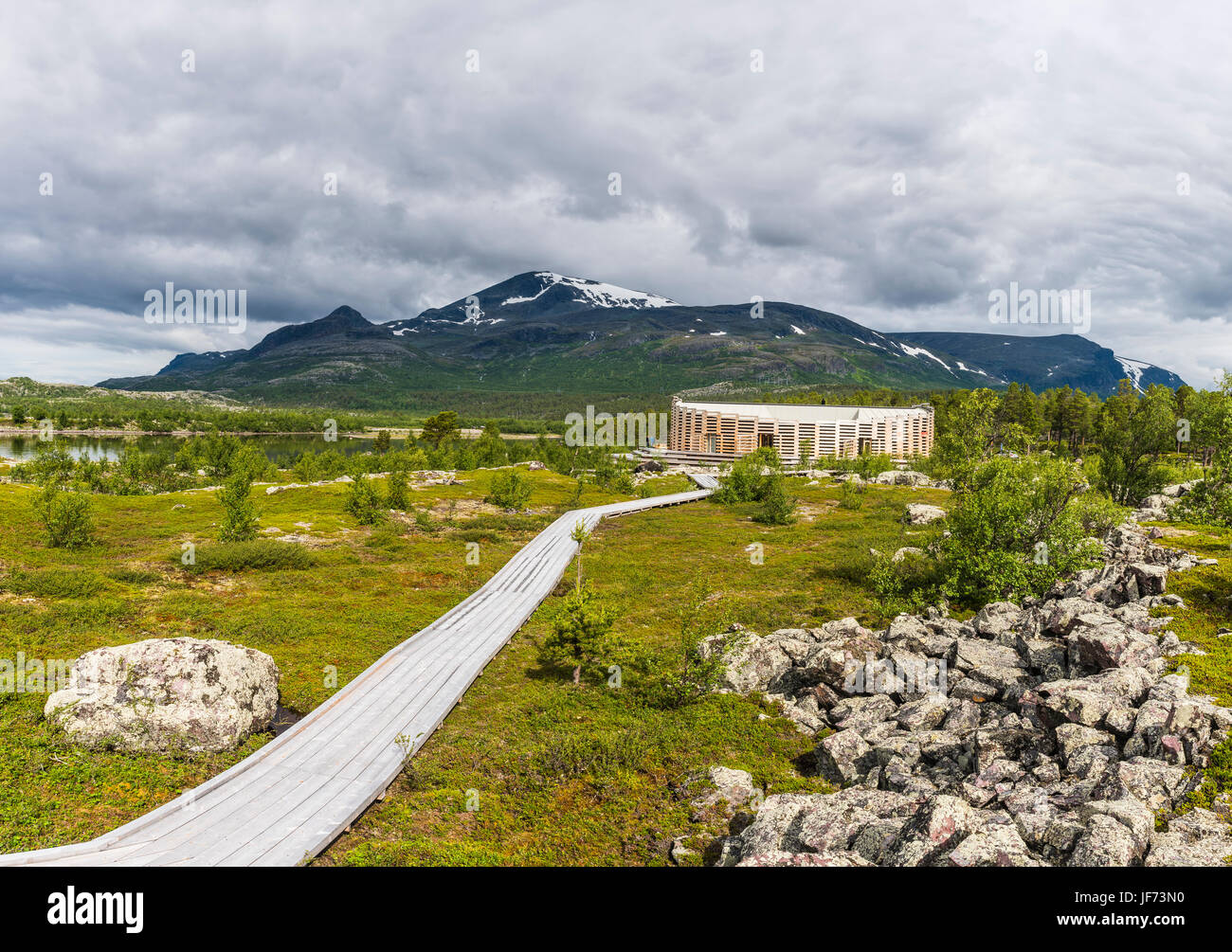Mountain landscape with building Stock Photo - Alamy