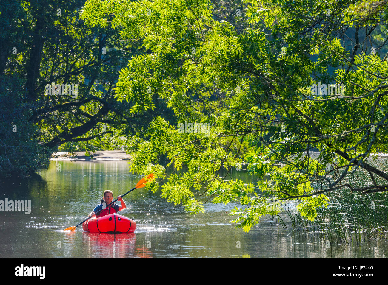 Man rafting on river Stock Photo - Alamy