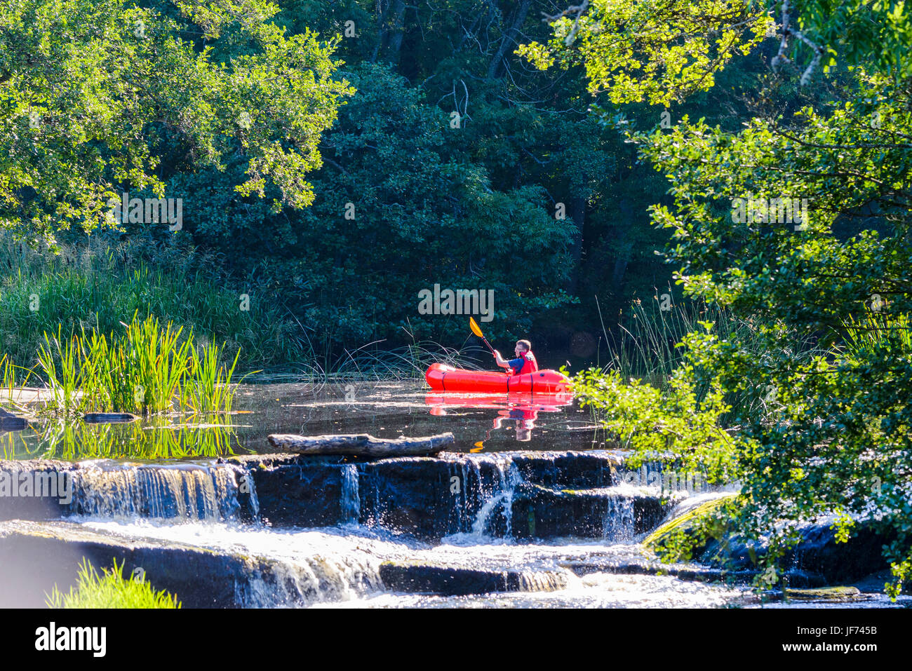 Man rafting on river Stock Photo - Alamy