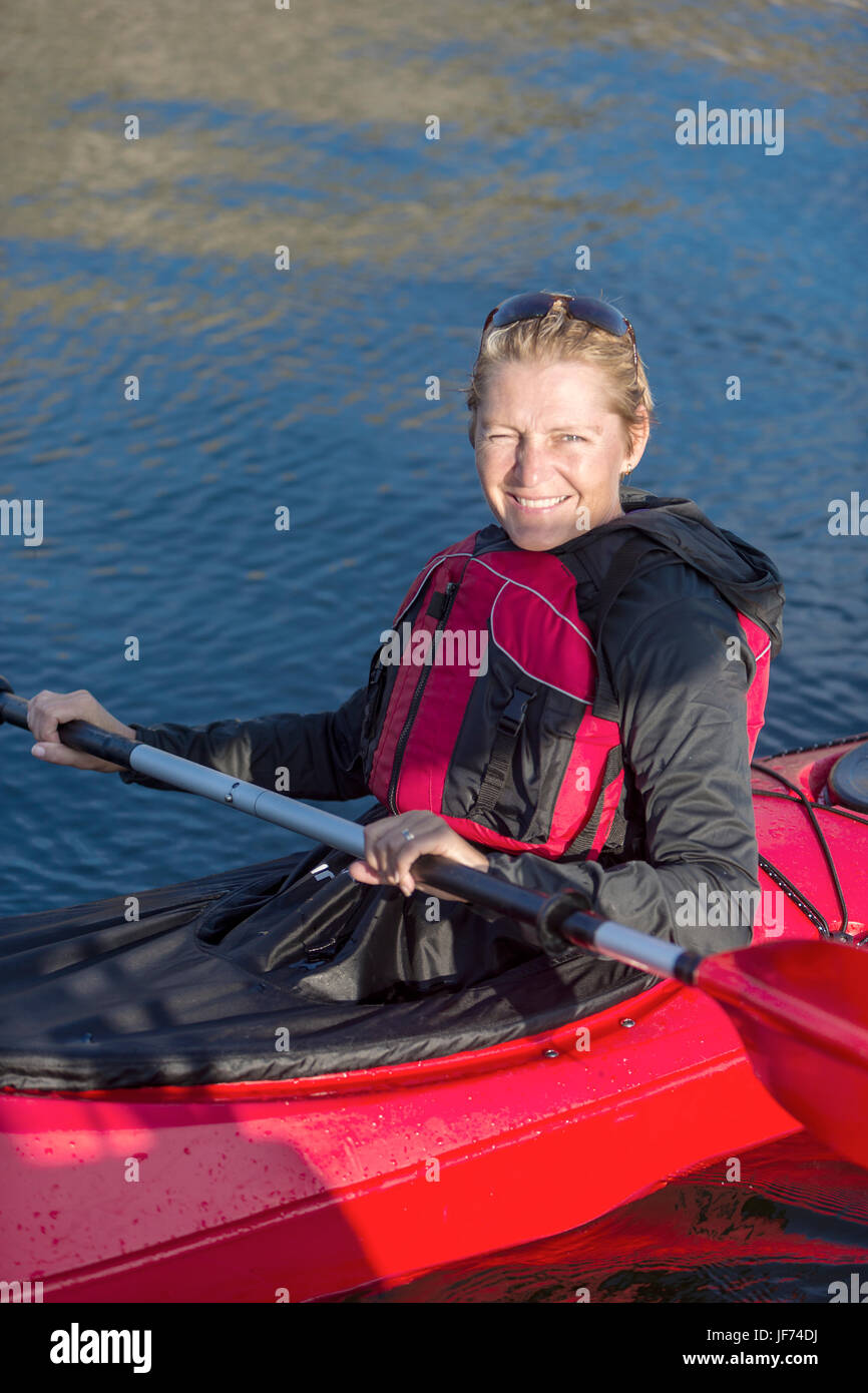 Kayak river one person smiling hi-res stock photography and images - Alamy