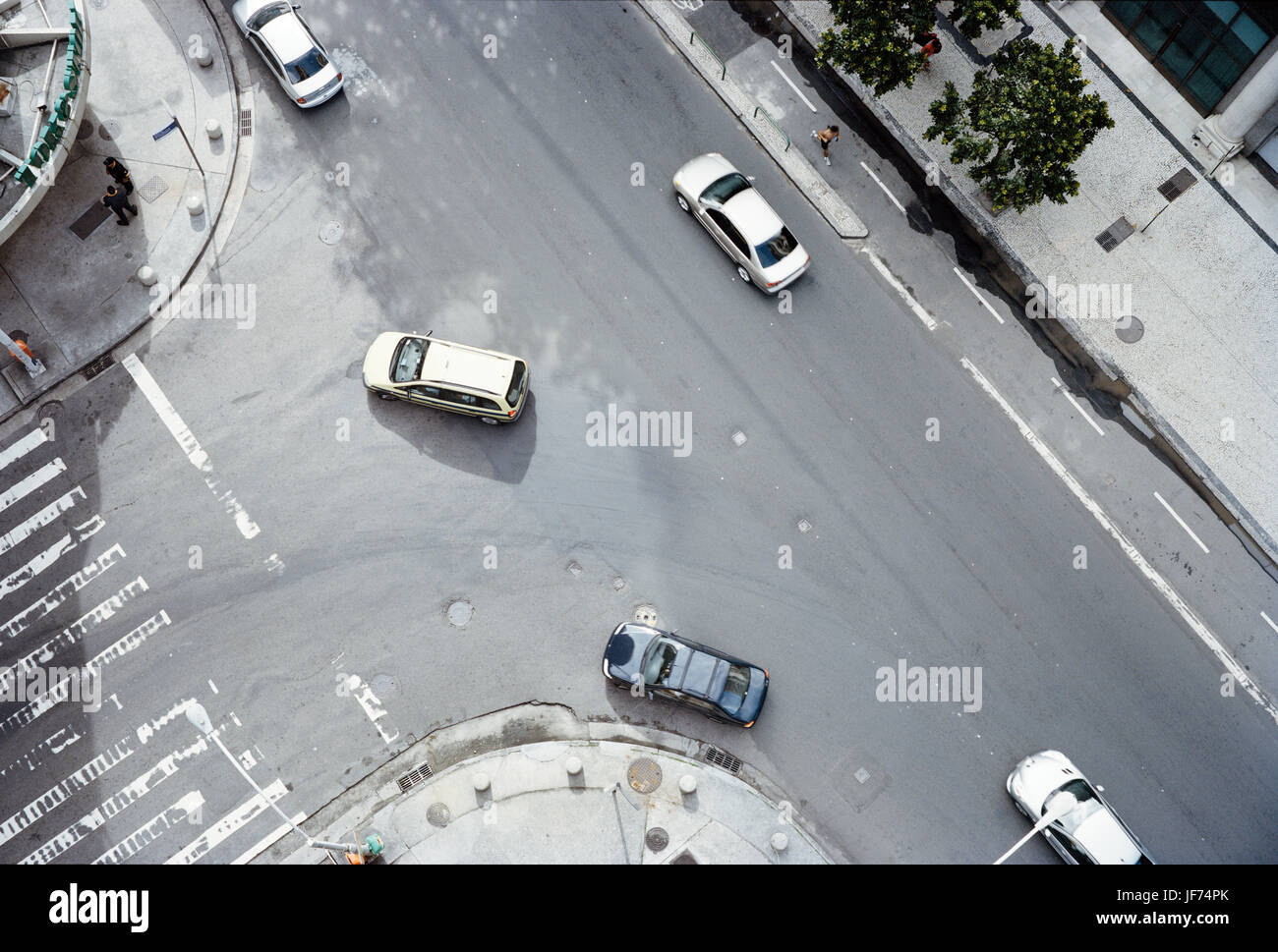 Aerial view of cars on street Stock Photo - Alamy