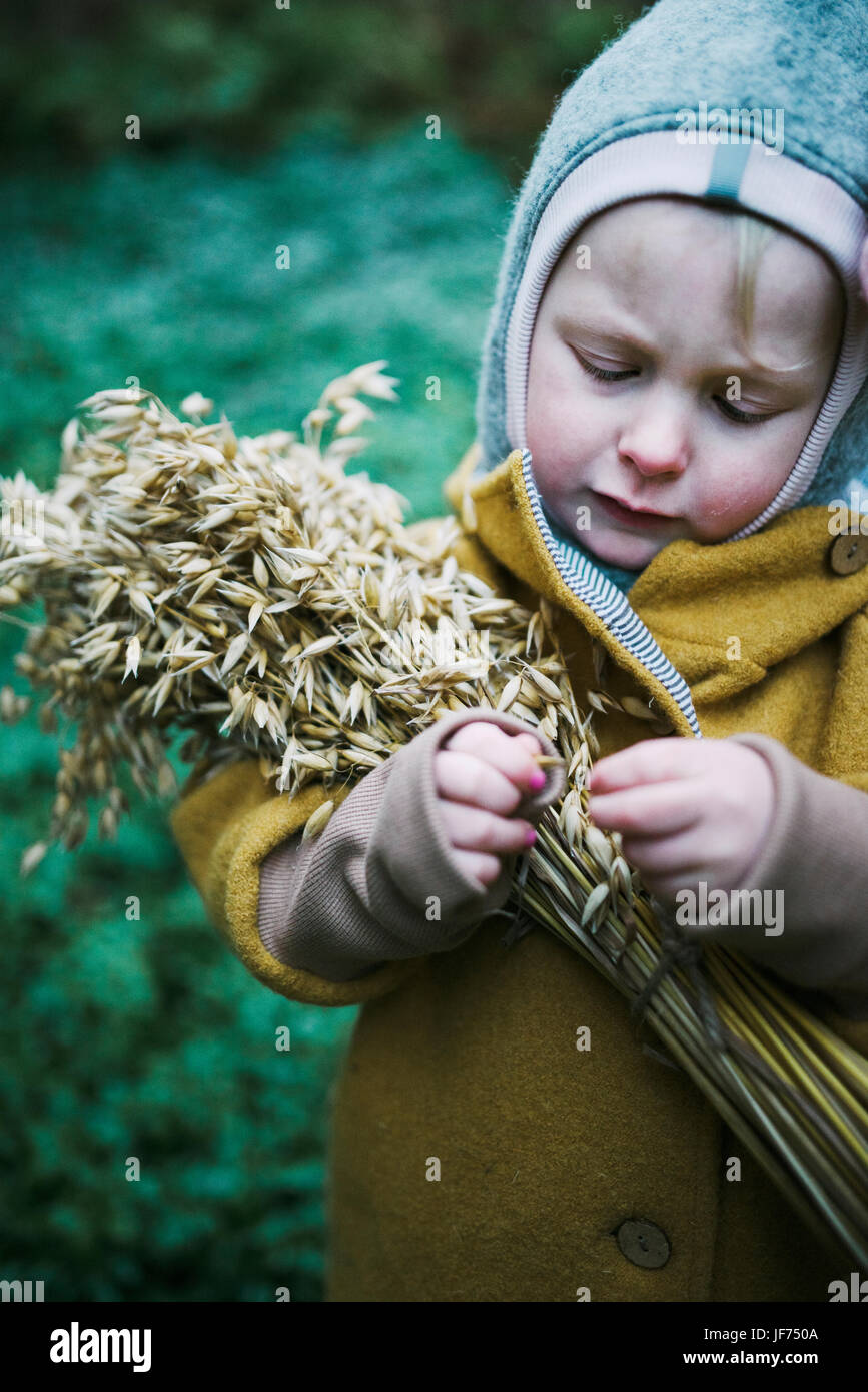A girl holing a corn sheaf Stock Photo - Alamy