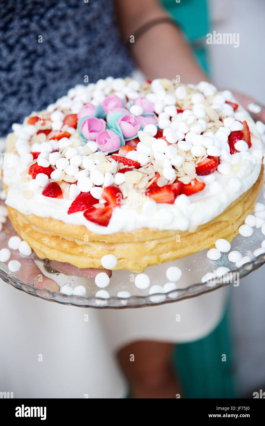 Birthday cake on tray Stock Photo - Alamy