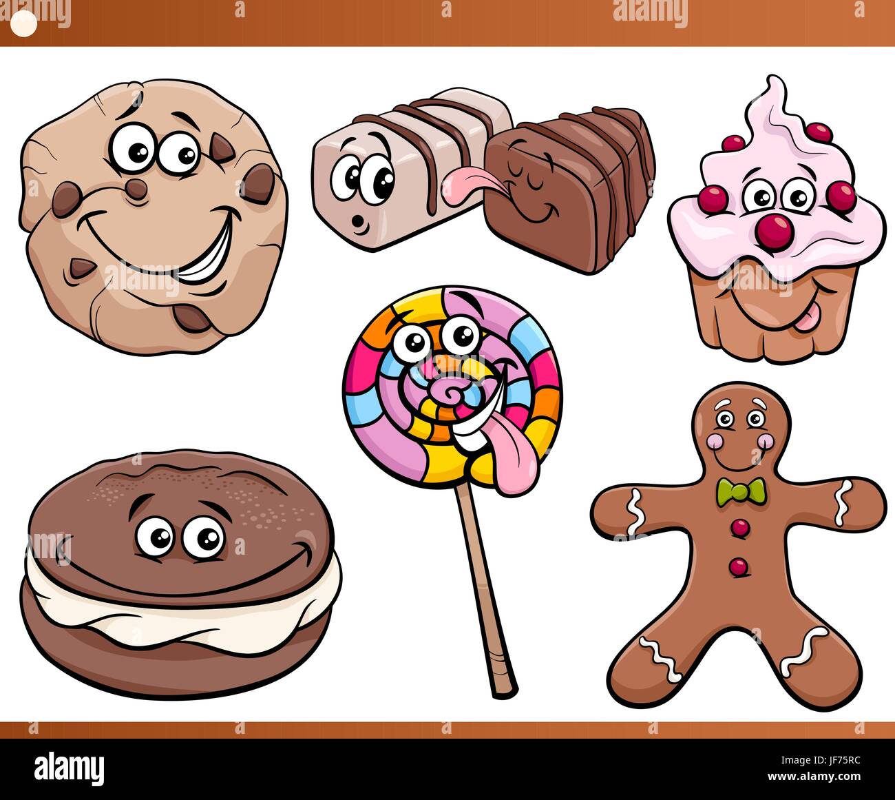 sweets, illustration, cookie, lollipop, collection, set, cartoon, laugh ...