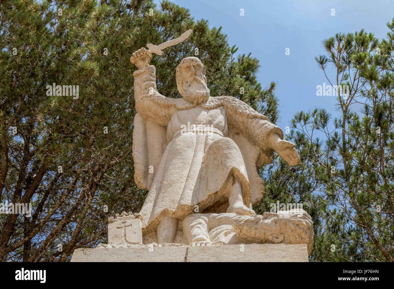 Muhraka Monastery, Dalyat al-Karmel, Israel: Statue of the battle ...