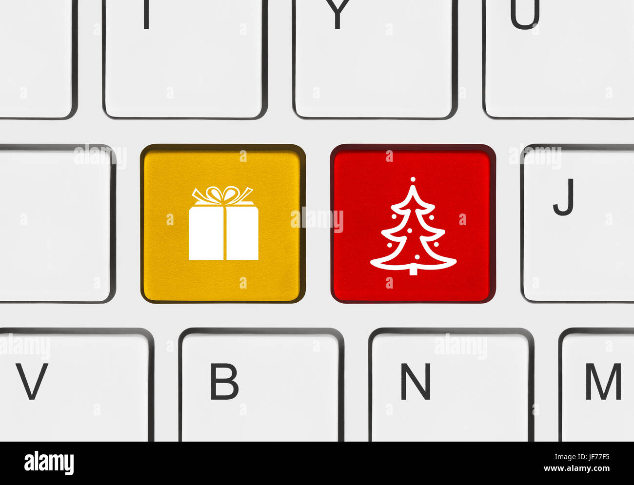 Computer keyboard with Christmas keys Stock Photo - Alamy