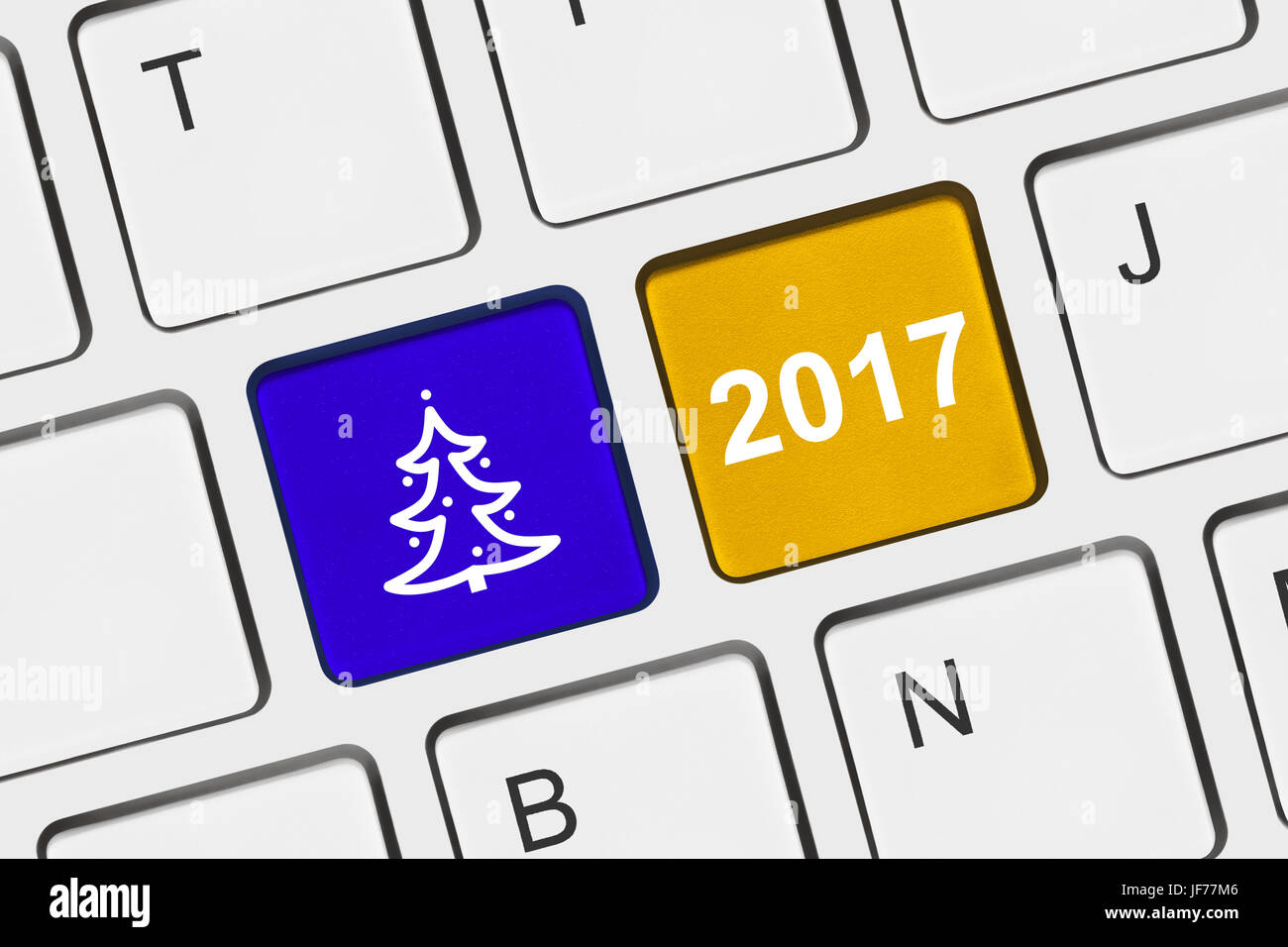 Computer keyboard with Christmas keys Stock Photo - Alamy