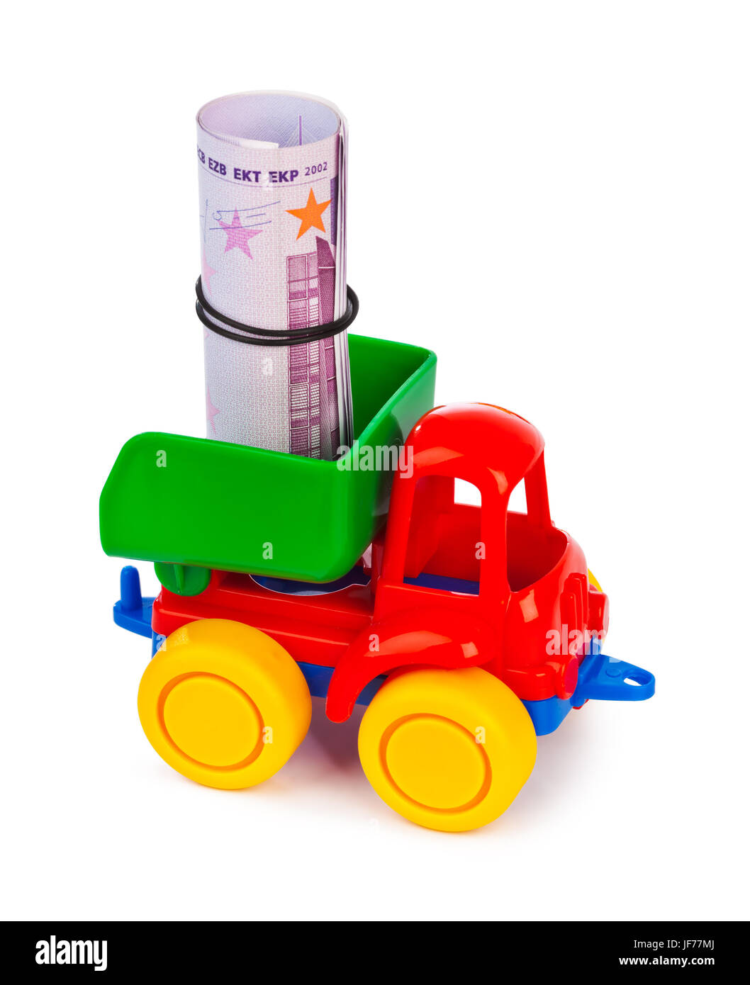 Toy truck with money Stock Photo - Alamy