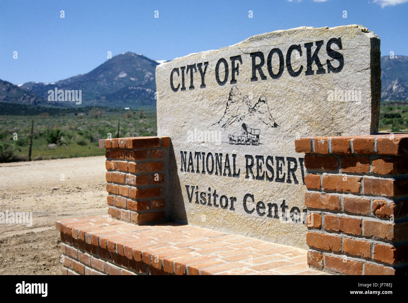 Visitor Center sign, City of Rocks National Reserve, Idaho Stock Photo ...