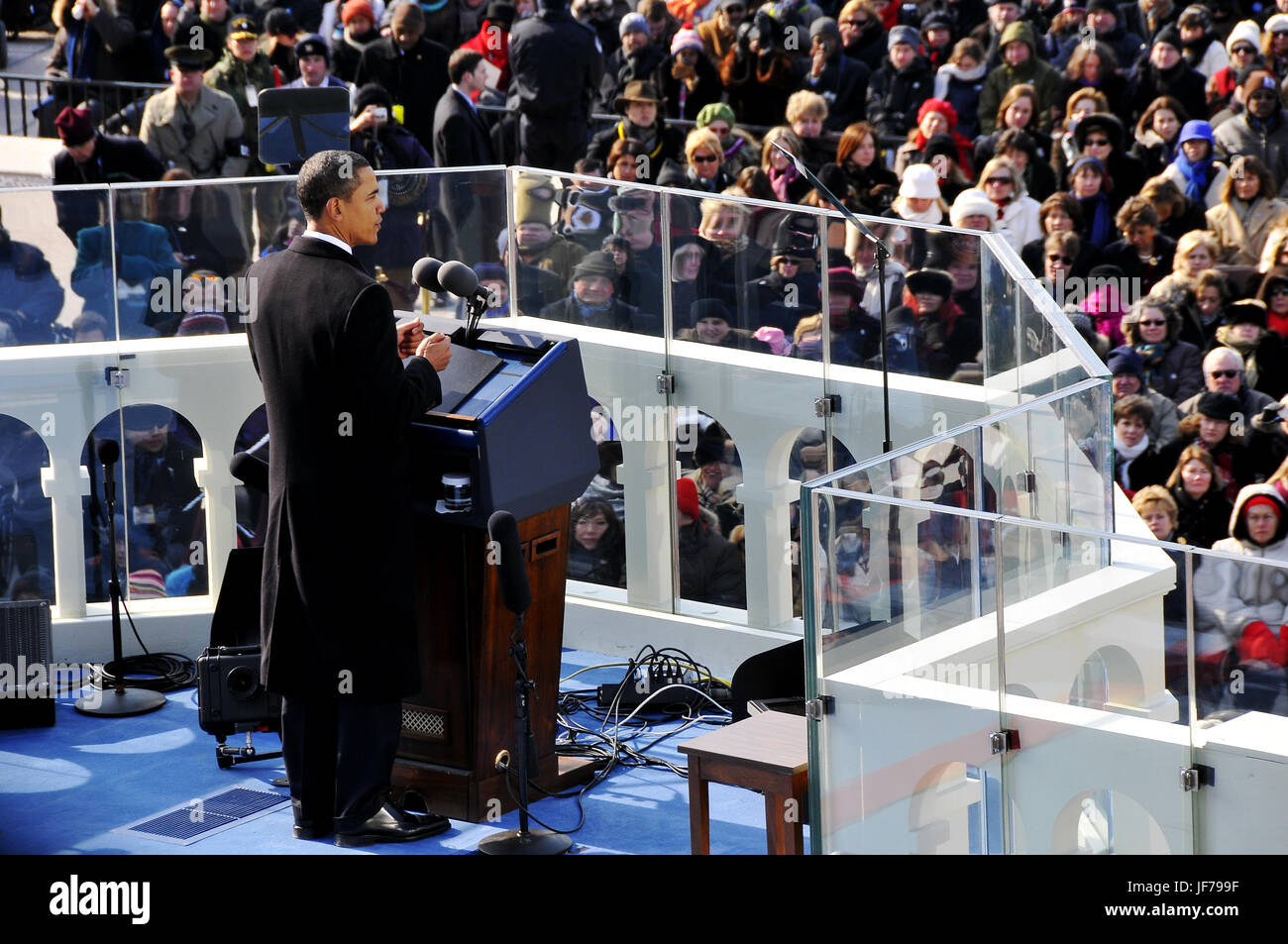 President Barack Obama gives his inaugural address after taking the ...