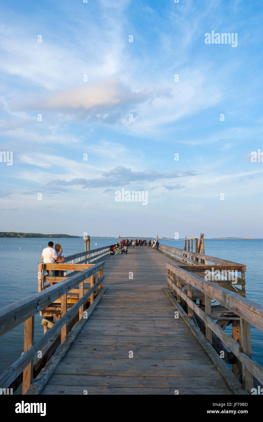 Salem Willows pier. View towards Beverly Harbor. Salem, MA Stock Photo ...
