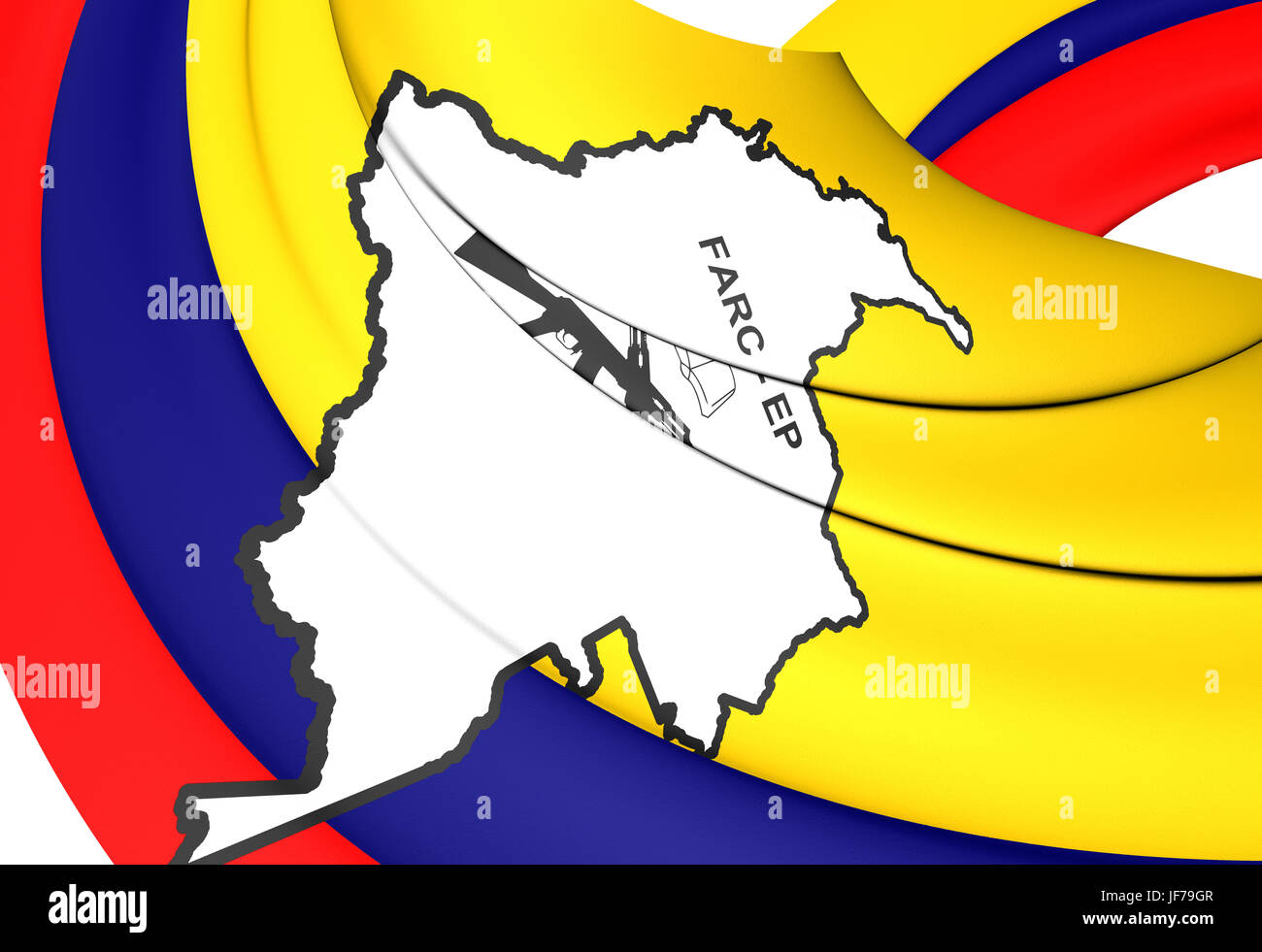 3D Flag of the FARC-EP. Close Up Stock Photo - Alamy