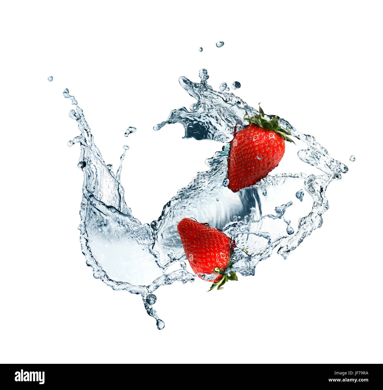 Red strawberry inside flowing water on white background Stock Photo - Alamy