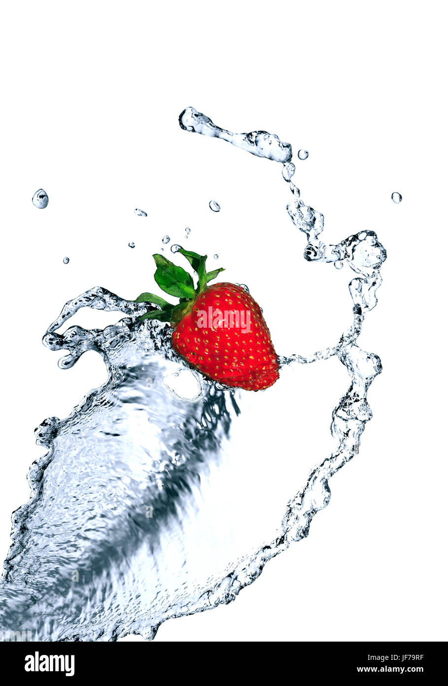 Red strawberry inside flowing water on white background Stock Photo - Alamy