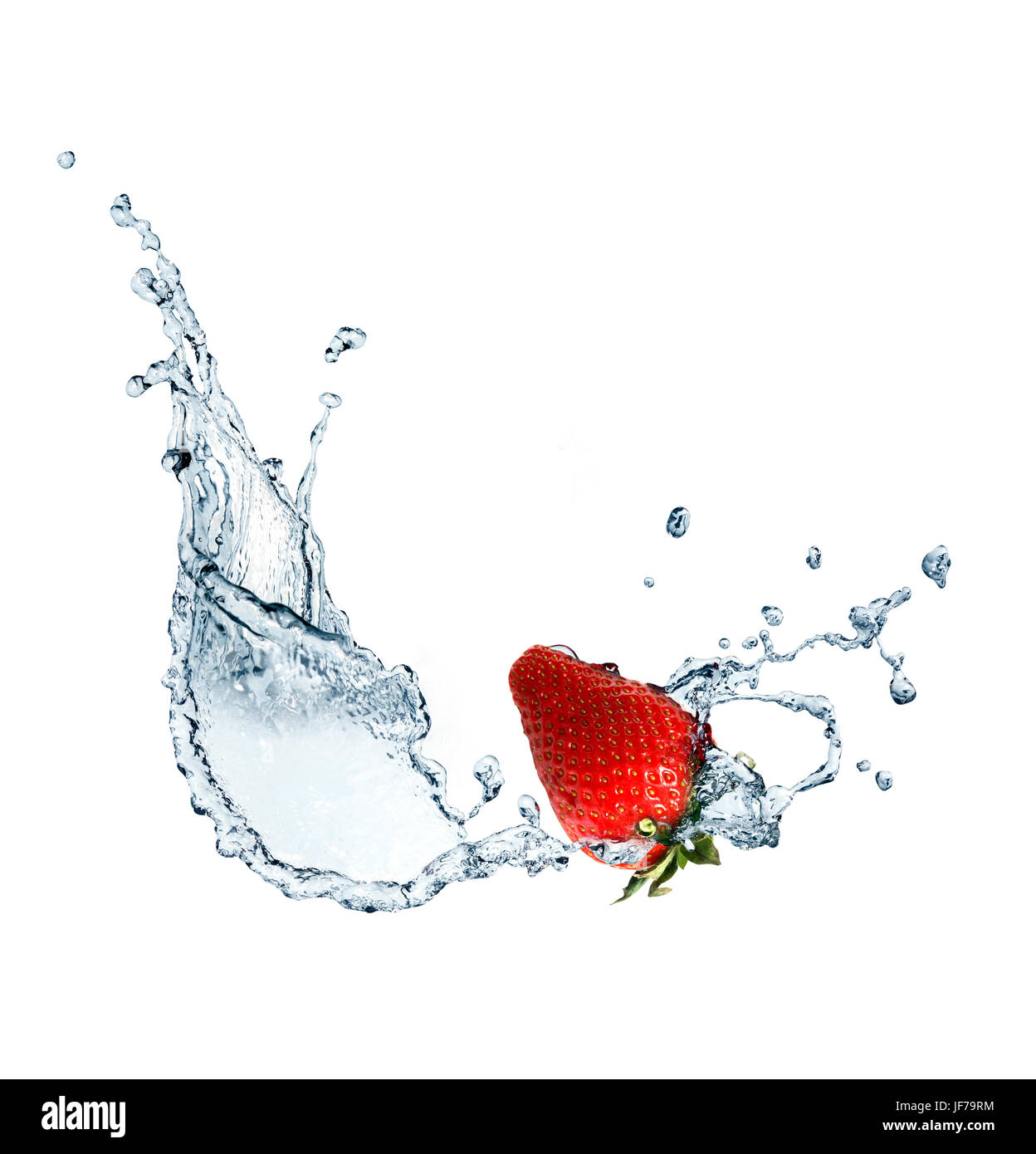Red strawberry inside flowing water on white background Stock Photo - Alamy